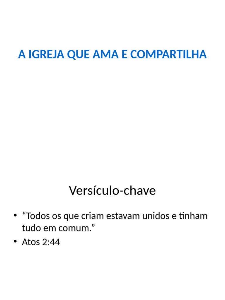 A Igreja Que Ama e Compartilha | PDF
