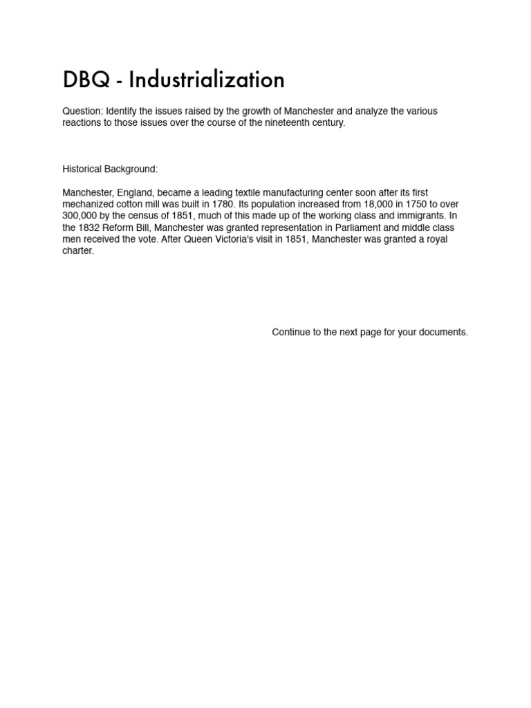 APEuro DBQ Industrialization | PDF