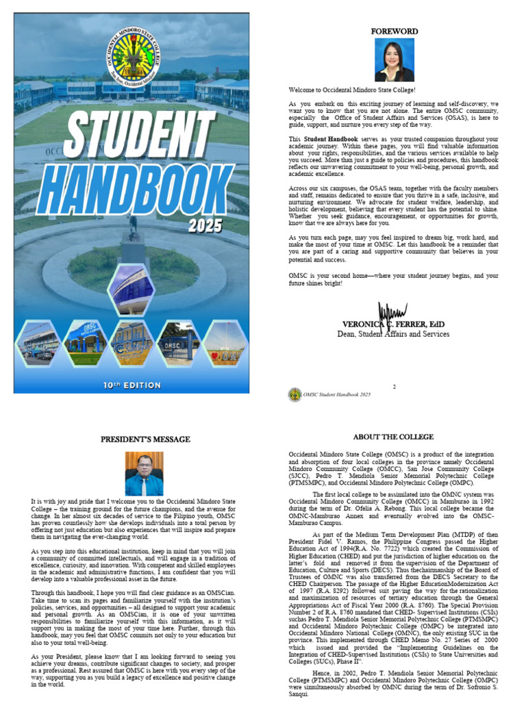 OMSC Student Handbook 2025 Guide | PDF | Thesis | Student Affairs