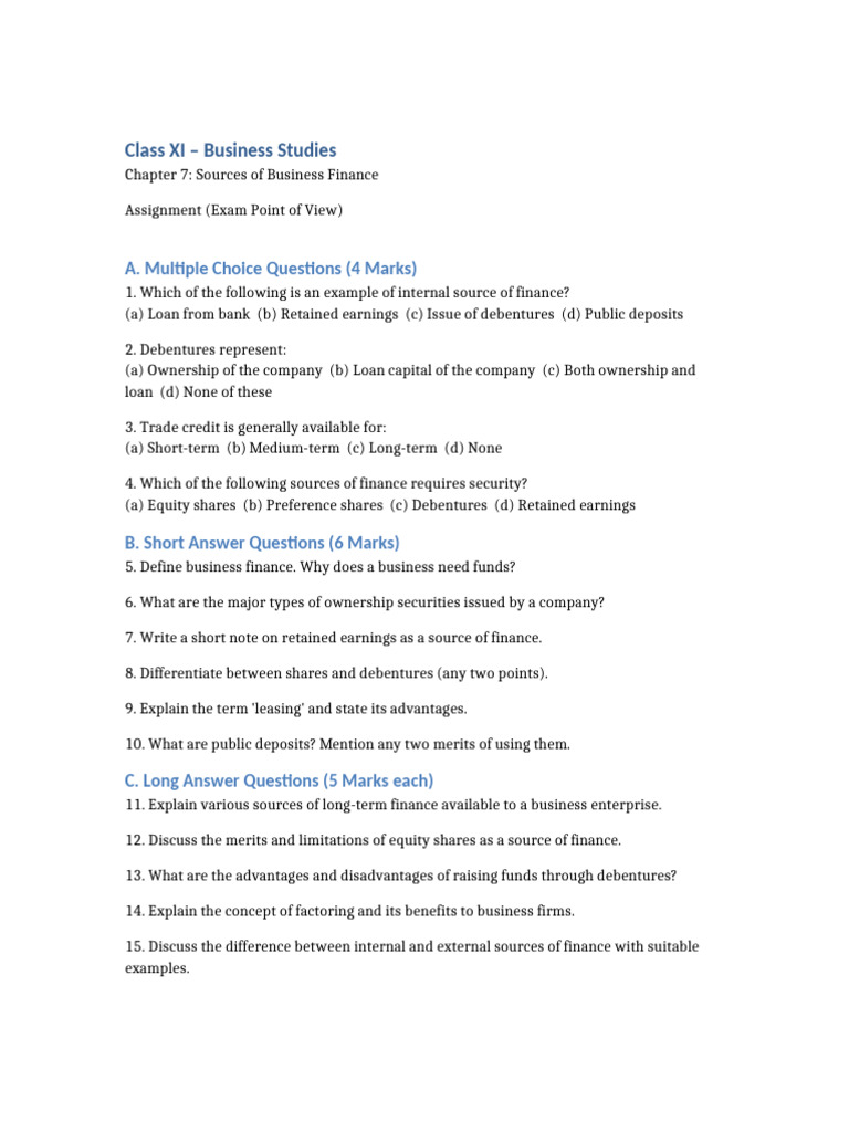 Class 11 Business Studies Assignment | PDF