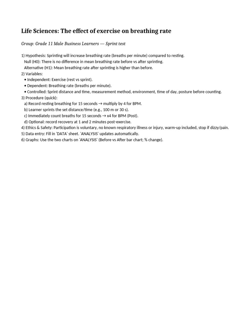 Exercise Impact on Breathing Rate | PDF | Statistical Inference ...