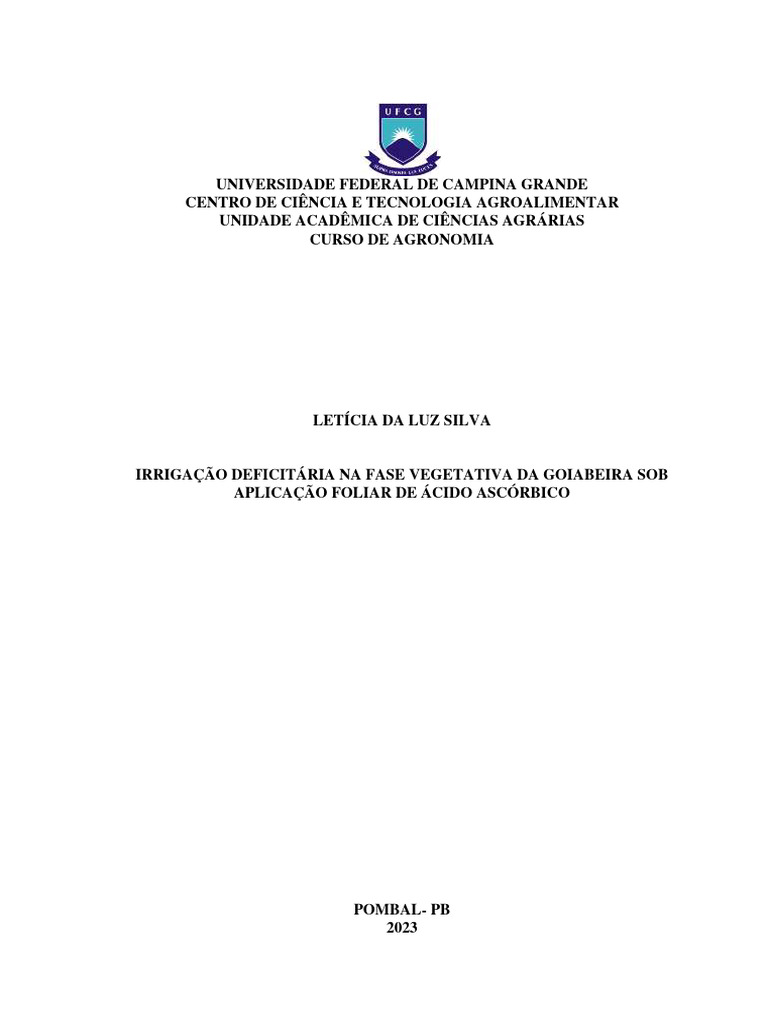Irrigação Deficitária Na Fase Vegetativa Da Goiabeira Sob | PDF | Água ...
