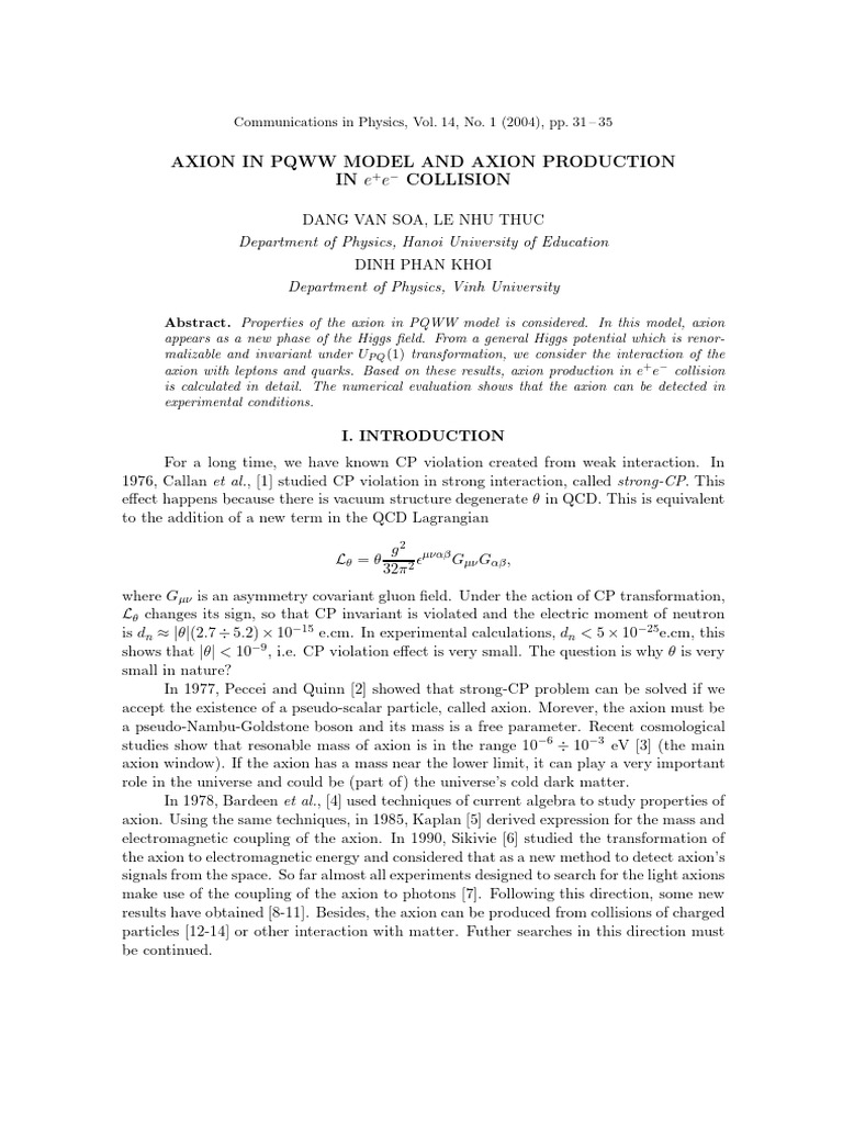 The Paper Wich Best Descibes The Axion | PDF | Higgs Boson | Quantum ...