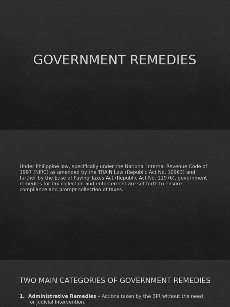 Philippine Tax Collection Remedies Explained | PDF | Taxes | Garnishment