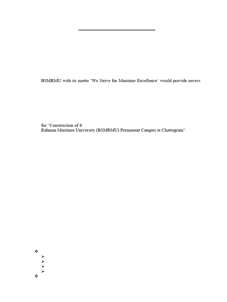 BSMRMU Staff Dormitory Construction TOR | PDF | Employment ...