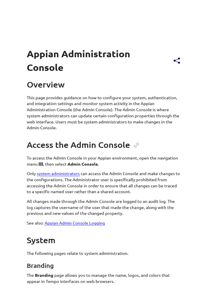 Appian 25.3 Admin Console Overview | PDF | Ios | Password