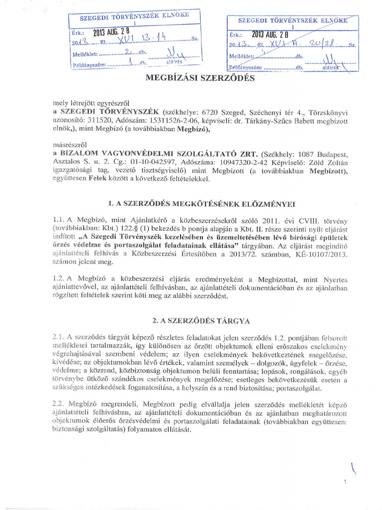 Szerzodes - Orzes Vedelem | PDF