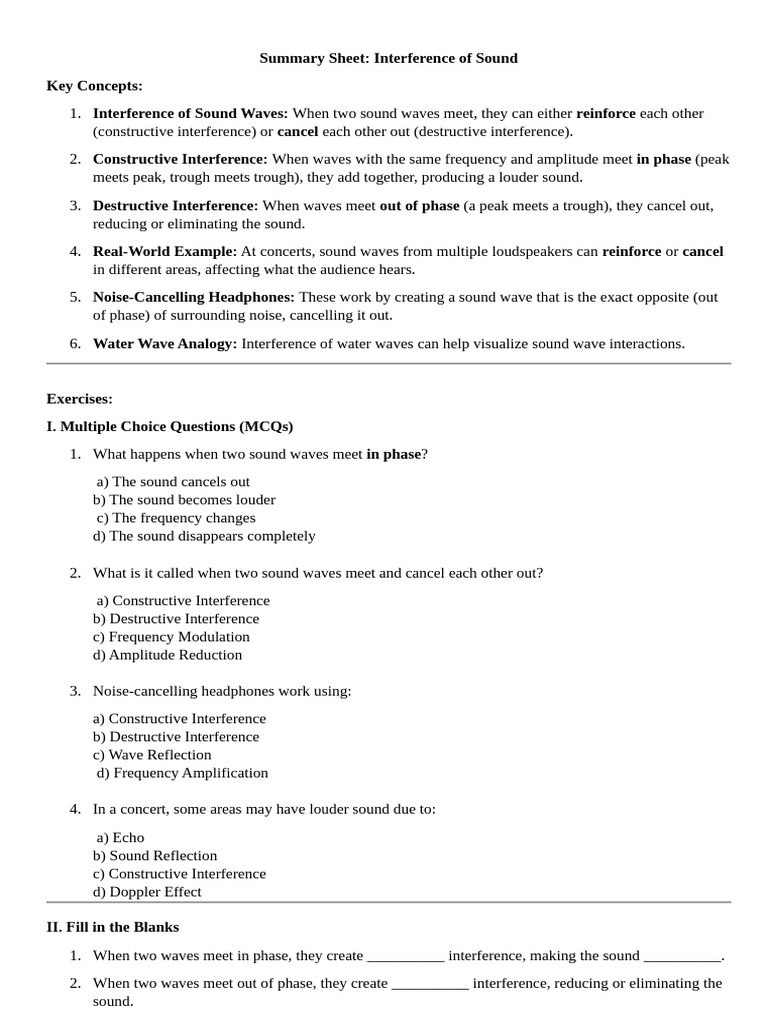 Sound Wave Interference Explained | PDF | Sound | Waves