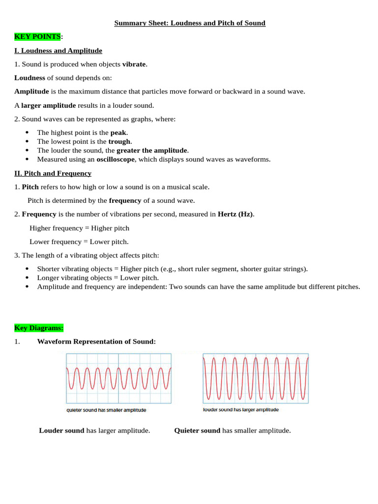 6.1 Unit 6 Sound-Summary Sheet With Exercises and Answer Key | PDF ...