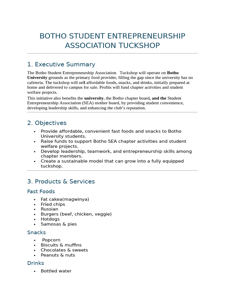 Business Plan Draft | PDF | Foods