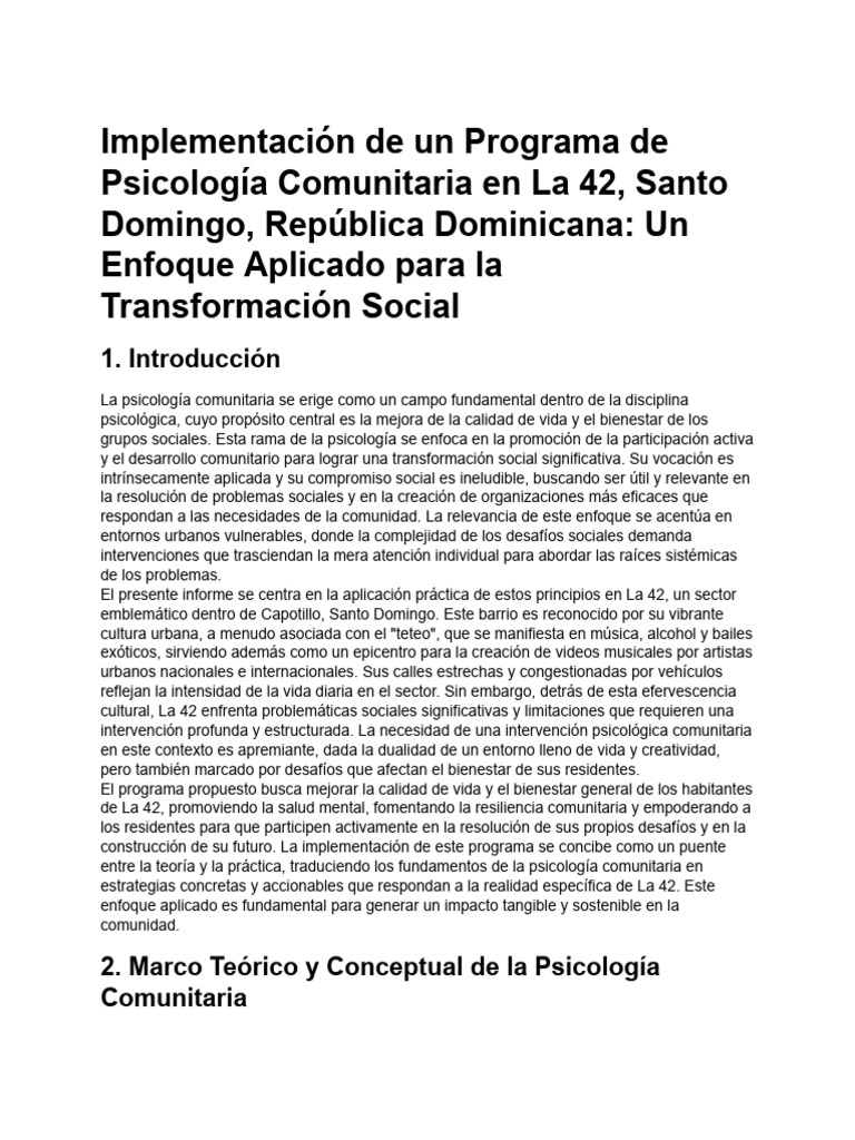 Psicología Comunitaria en La 42 | PDF | Salud mental | Comunidad