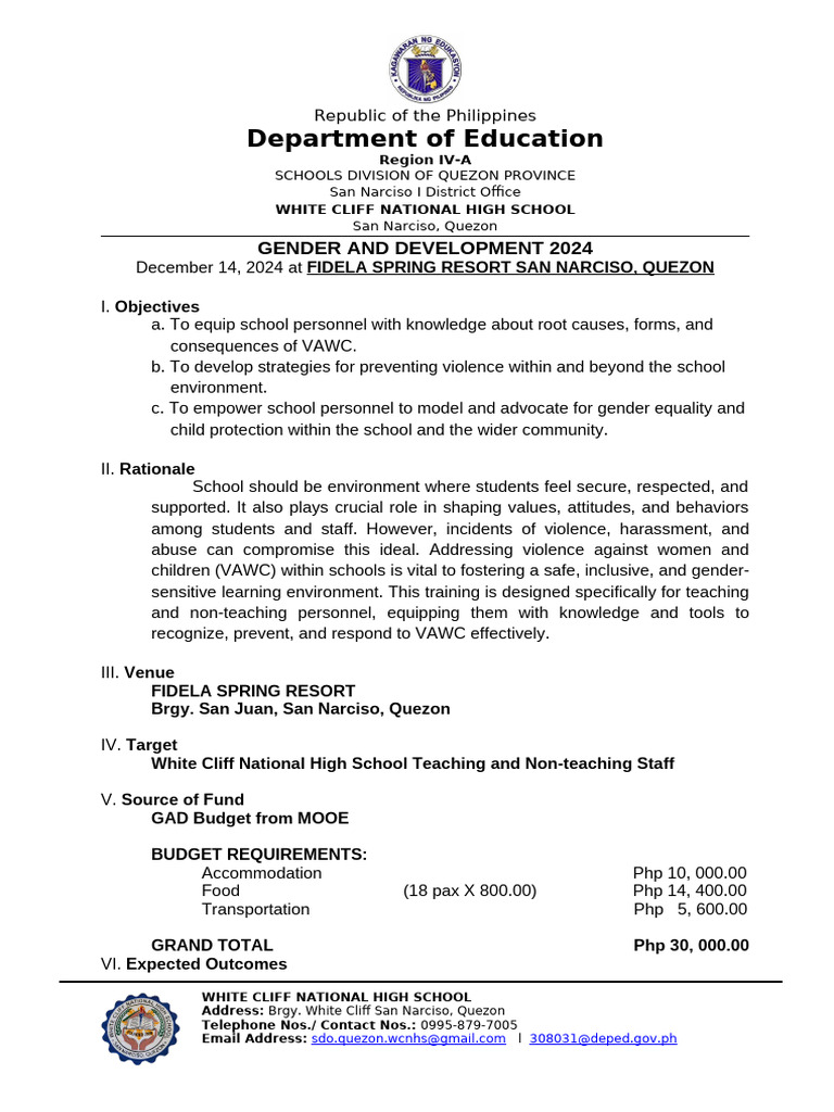 GAD Training Design 2024 | PDF | Violence