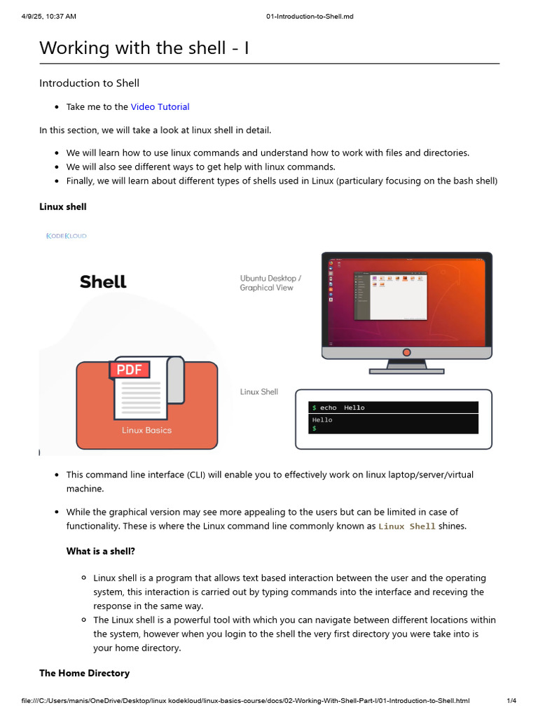 01 Introduction to Shell.md | PDF | Shell (Computing) | Command Line ...