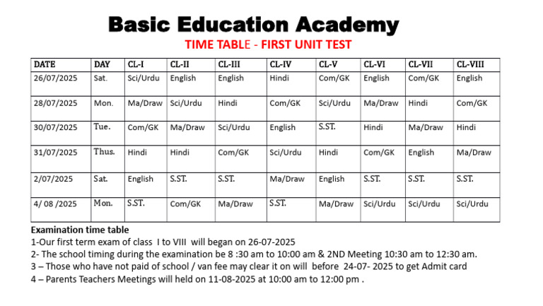 New Time Table | PDF