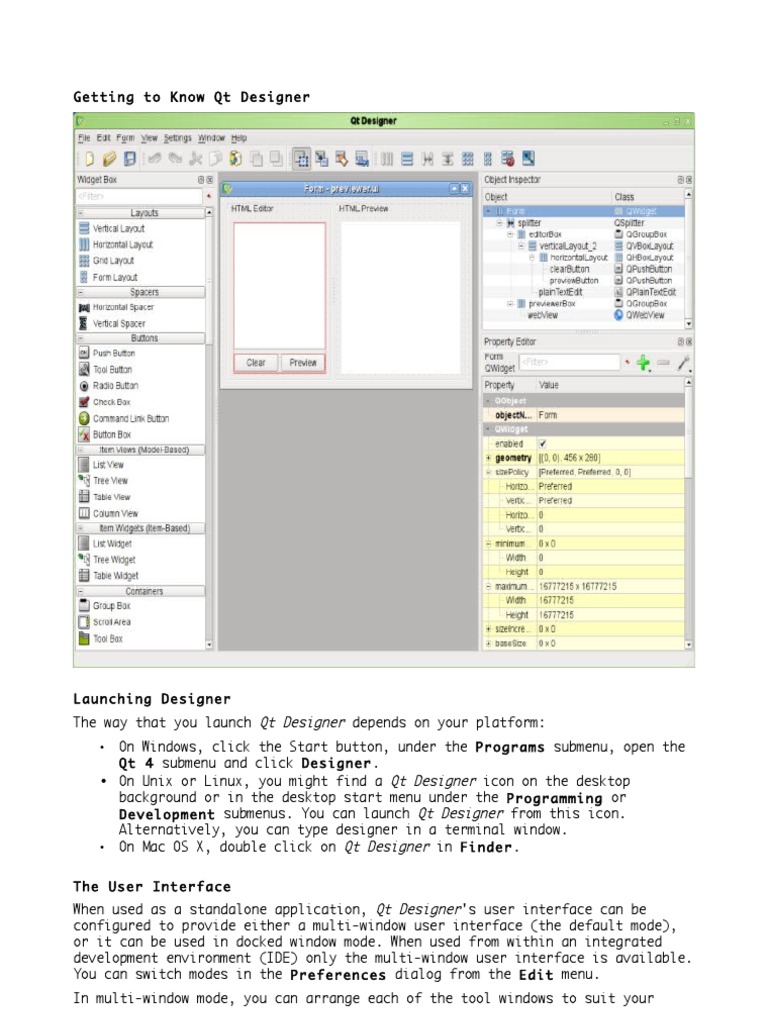 Getting Started With QT Designer | PDF | Widget (Gui) | Class (Computer Programming)
