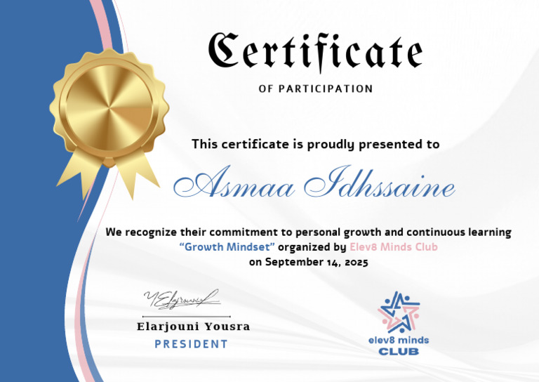 Certificate Growth Mindest | PDF