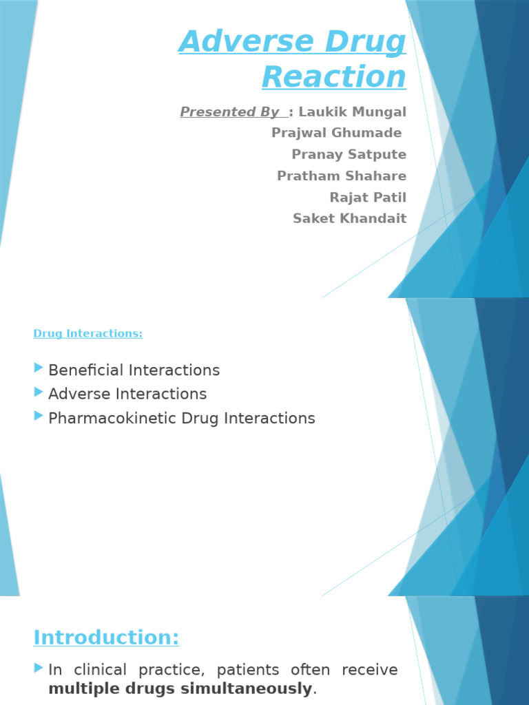 Understanding Drug Interactions and ADRs | PDF | Drugs | Pharmacology