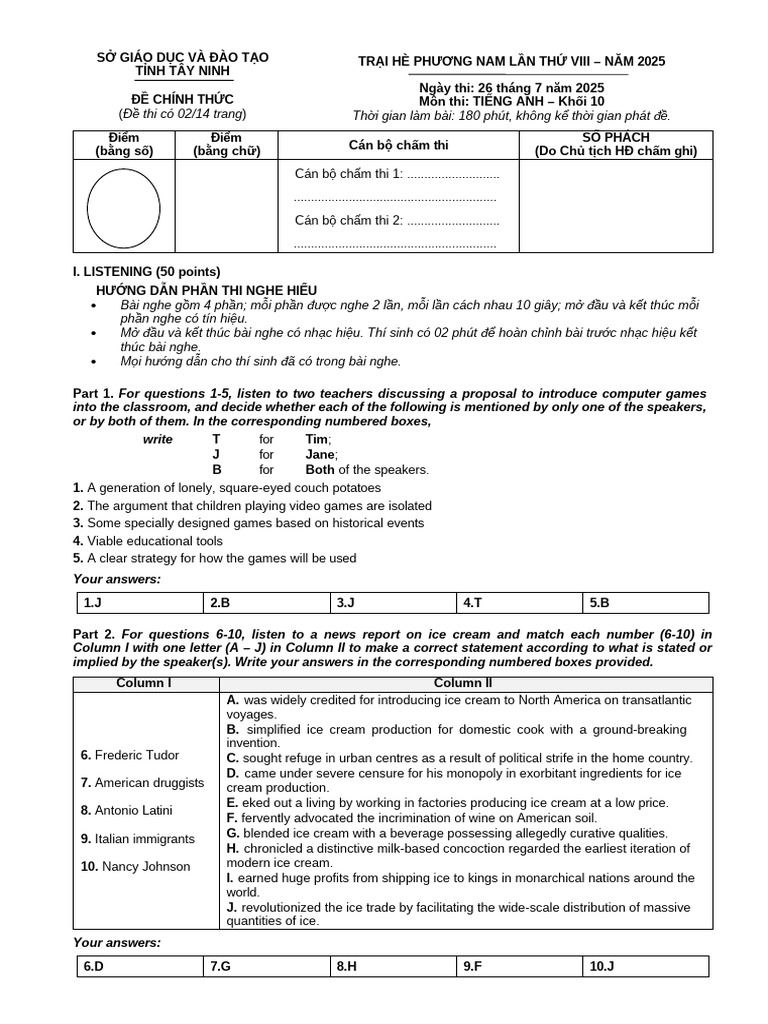 PH M H NG Đ C Tieng Anh - de Thi THPN 2025 (Final) | PDF | Soap | Magic ...
