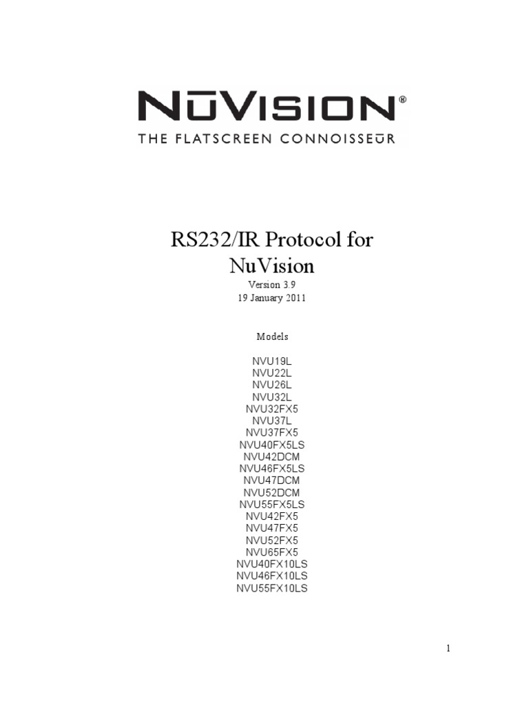 NuVision RS232/IR Protocol Guide | PDF | Electronics | Digital Technology