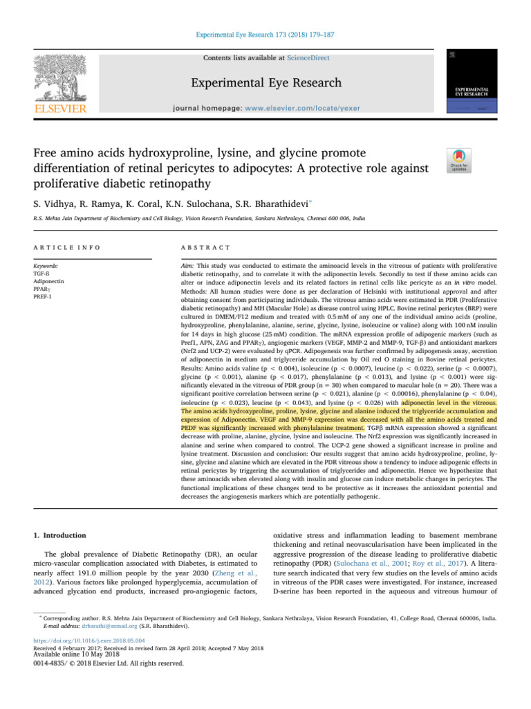 Vitreon-Study 1-Sankara Nethralaya | PDF | Amino Acid | Biotechnology