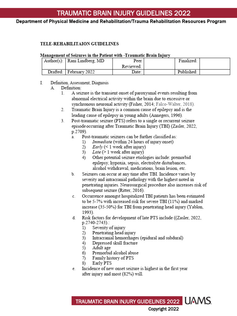 Guidelines TBI Seizures 2022 | PDF | Traumatic Brain Injury | Epilepsy