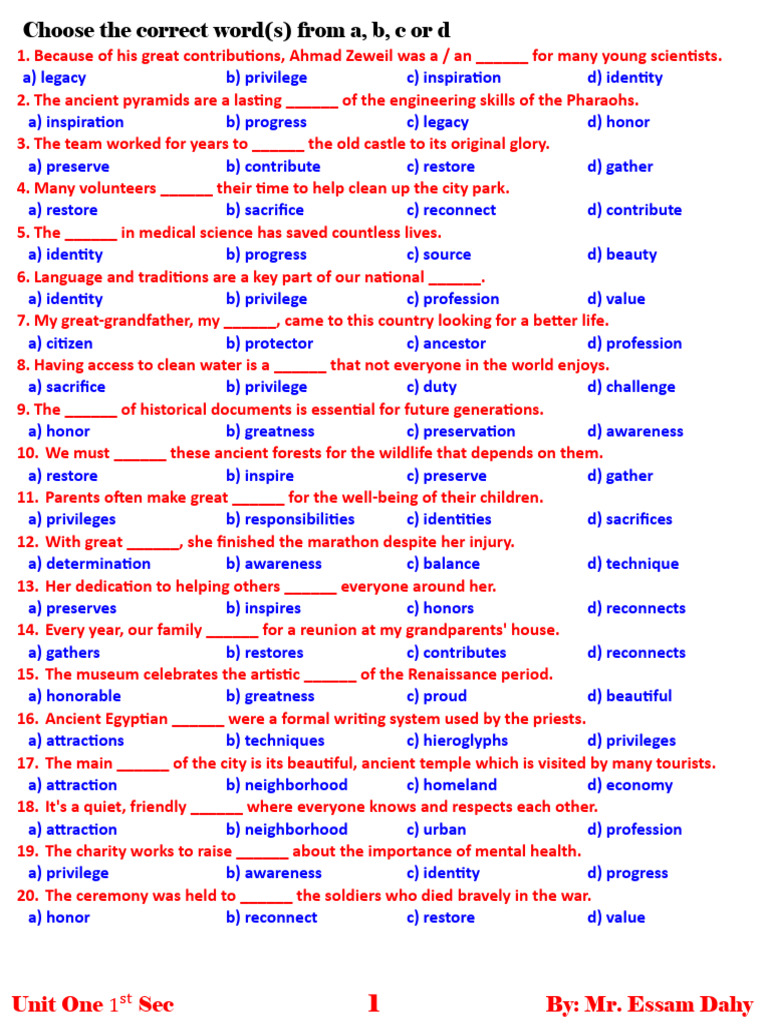 Vocabulary Quiz: Language and Legacy | PDF