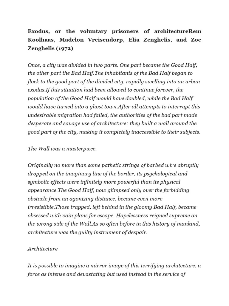 Koolhaas - Exodus | PDF