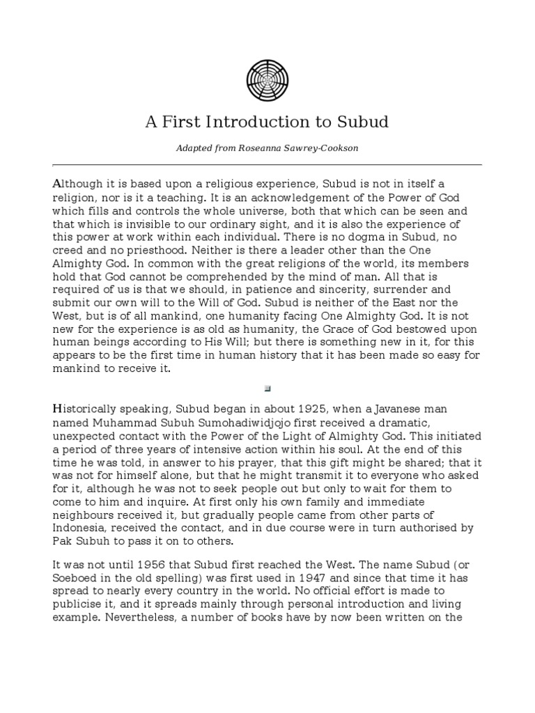 Introduction To Subud | PDF | Religious Belief And Doctrine | Religious ...