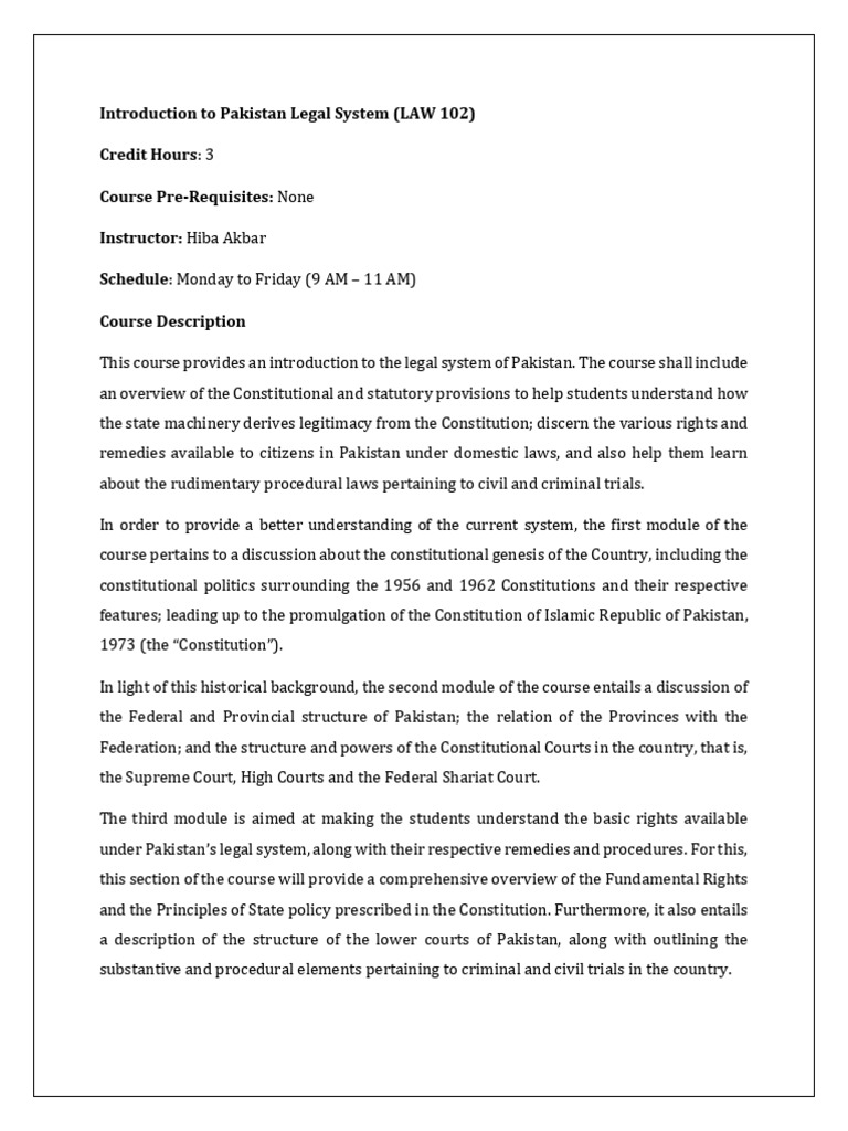 Overview of Pakistan's Legal System | PDF | Constitution | Sharia