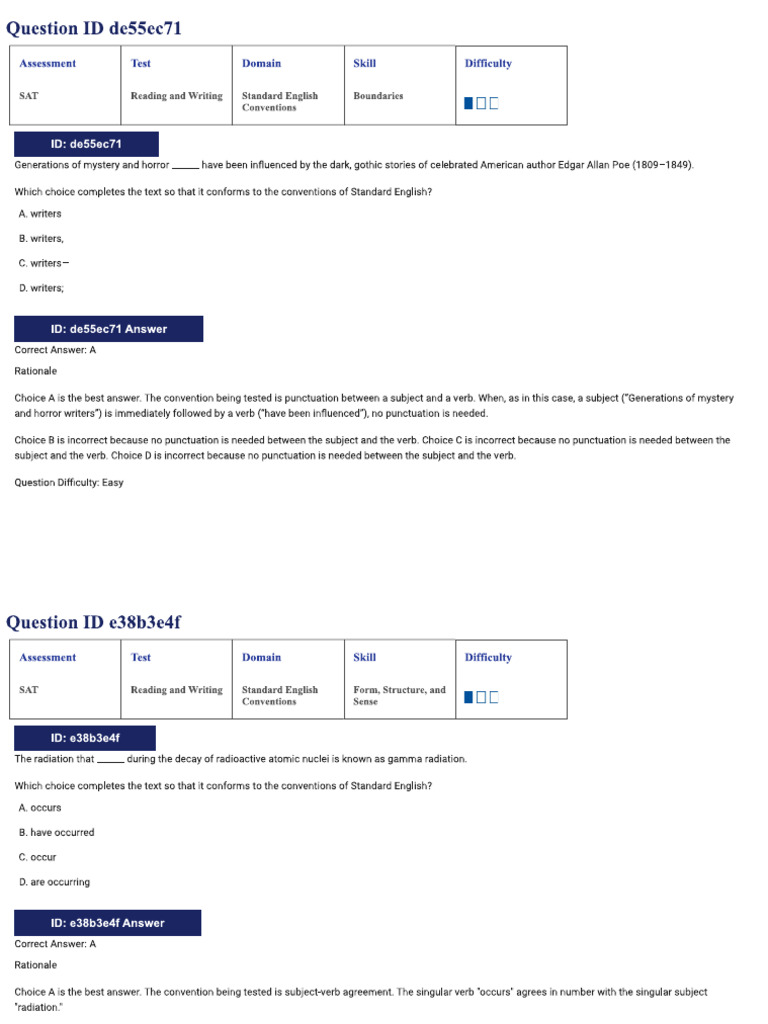 (SSQB) Standard English Conventions KEY | PDF