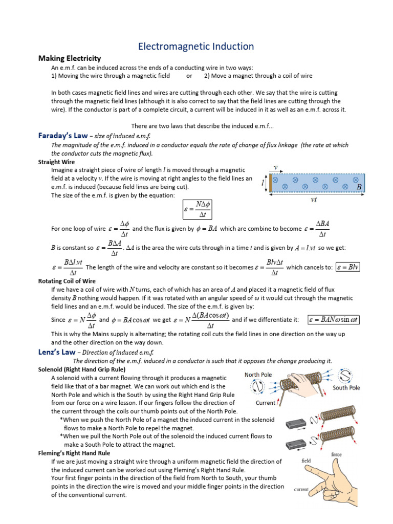 11.1 Electromagnetic Induction | PDF | Electromagnetic Induction ...