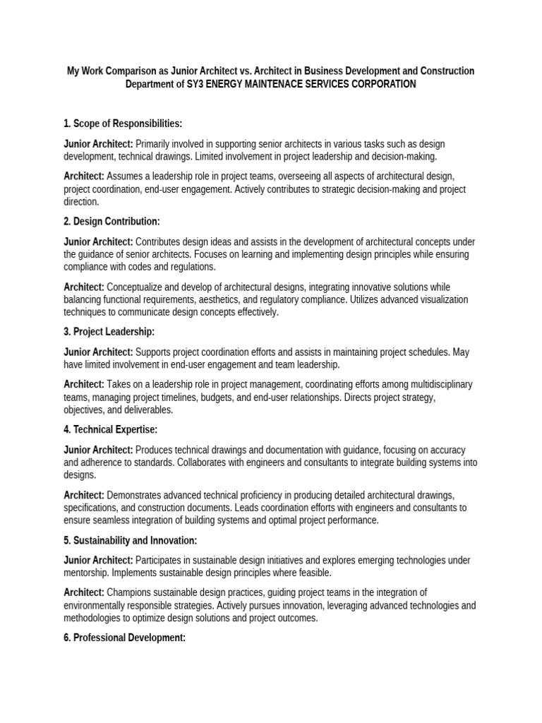 Junior Architect vs. Architect Roles | PDF | Architect | Leadership