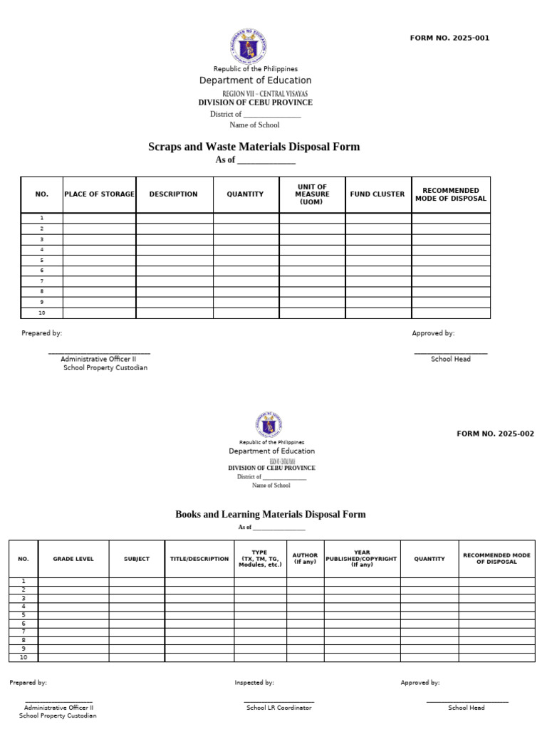 Disposal-Form-No.-001-005 Free | PDF | Waste
