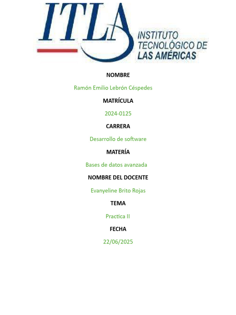 Práctica II BBDD | PDF