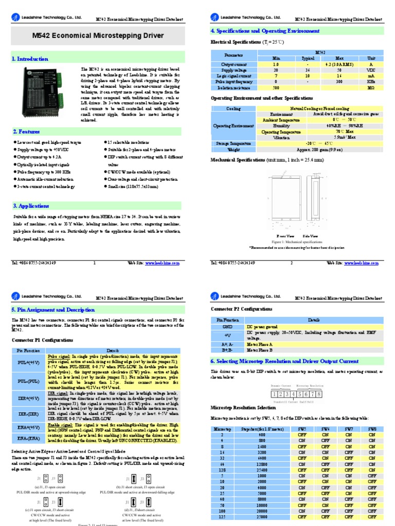 M542 Microstepping Driver Overview | PDF | Manufactured Goods ...