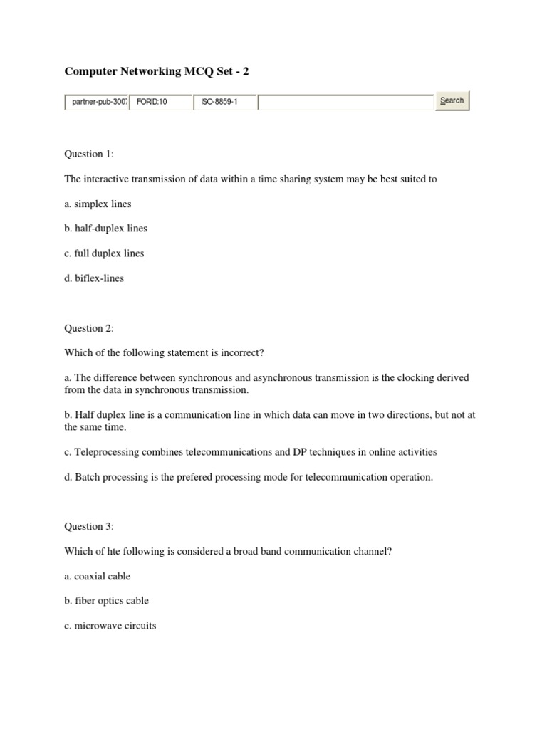 Computer Networking MCQ Se2 | PDF