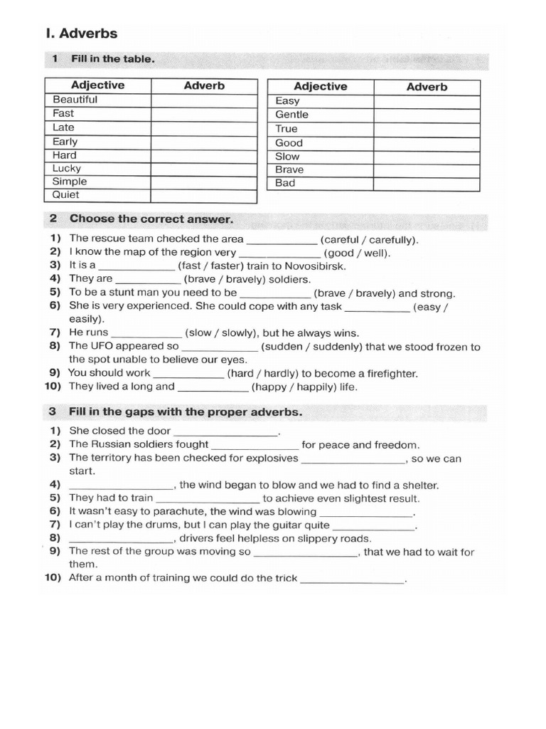 Adverbs Exercises | PDF