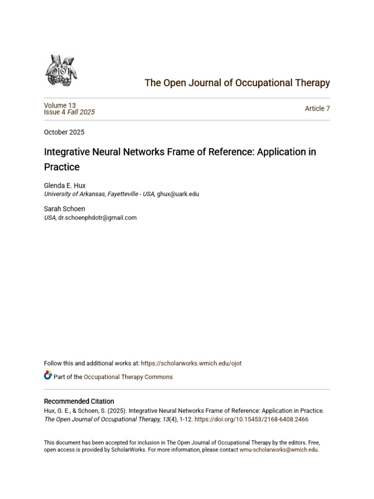INN Frame of Reference in Occupational Therapy | PDF | Occupational ...