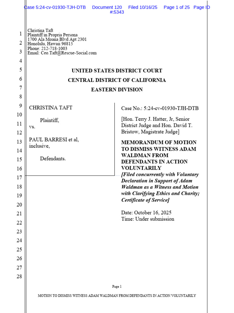Motion To Free Witness Adam Waldman & Johnny Depp From Defendants in ...