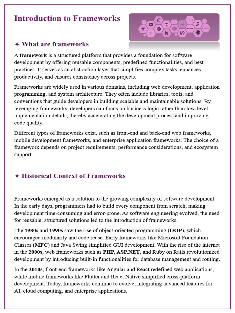 Introduction To Frameworks2 | PDF | Software Framework | Software ...