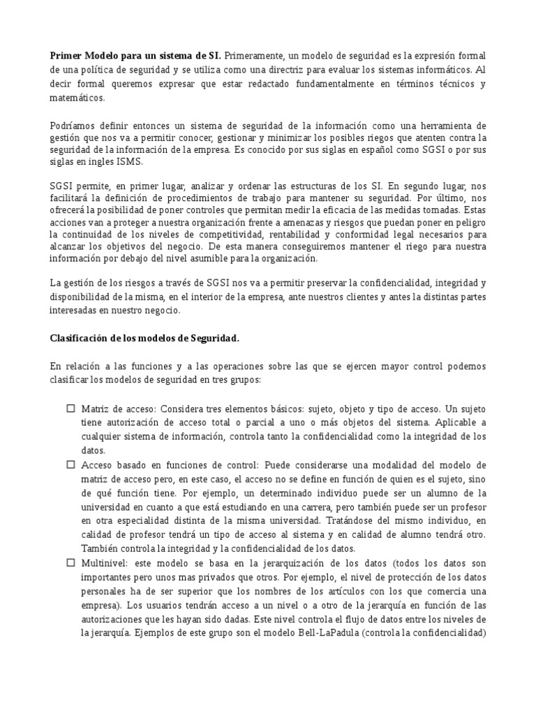 Modelo de Seguridad2 | PDF | Seguridad de información | La seguridad