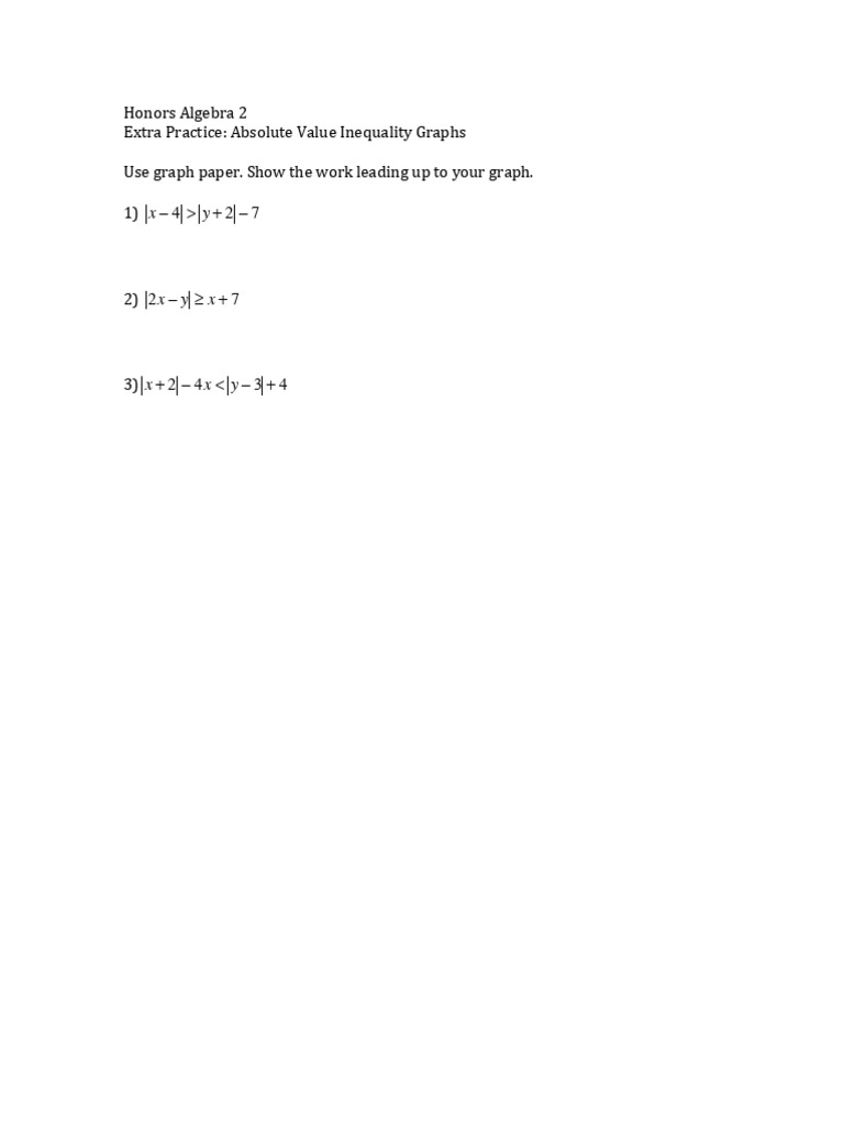 HA2 More Practice With Graphing Absolute Value Inequalities | PDF