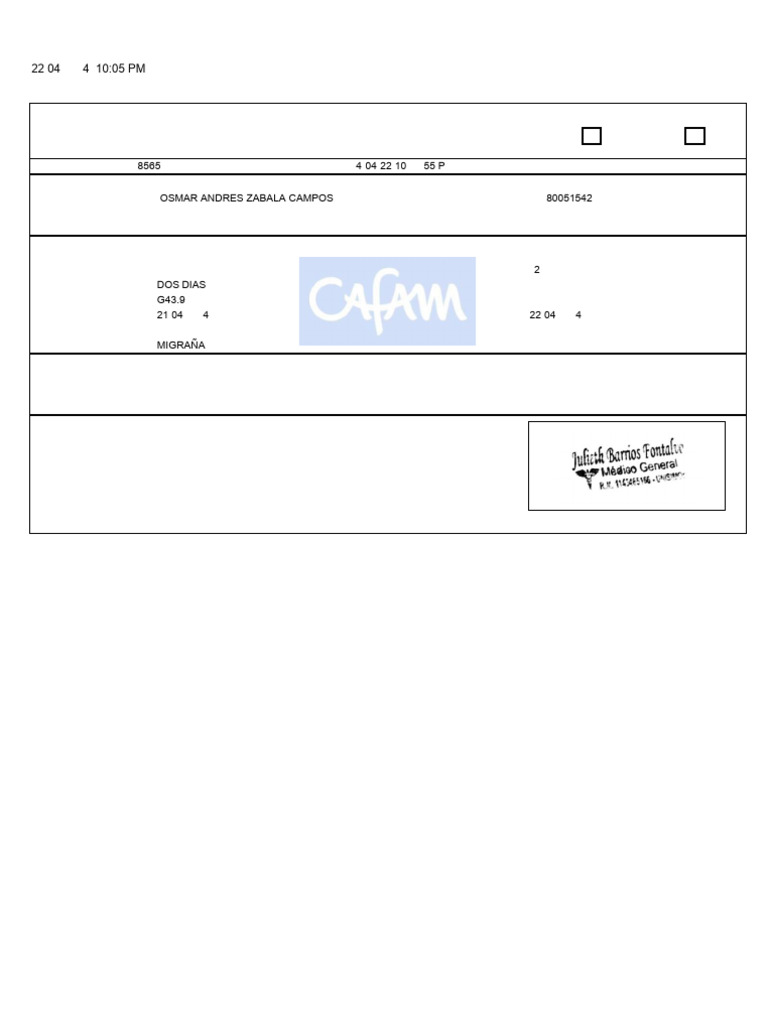 Remisión de Incapacidad Cafam 2024 | PDF