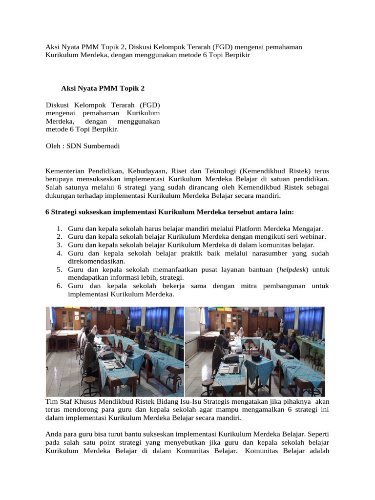 Contoh Aksi Nyata 6 Topi Berfikir | PDF