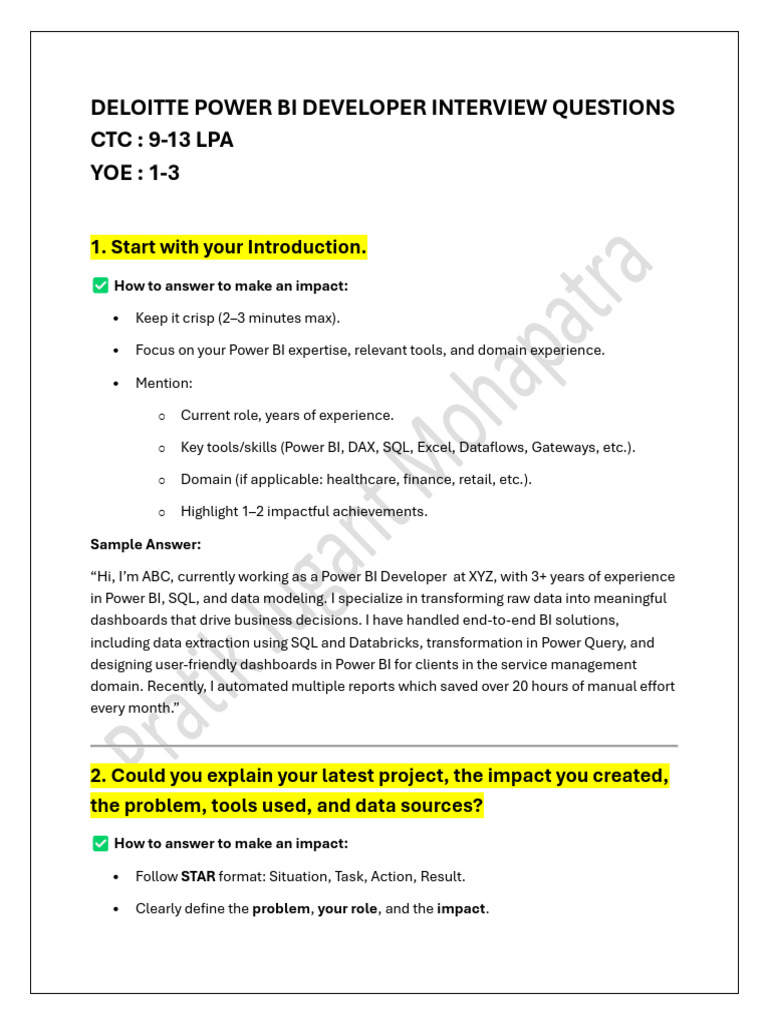 Power BI Developer Interview Guide | PDF | Databases | Data