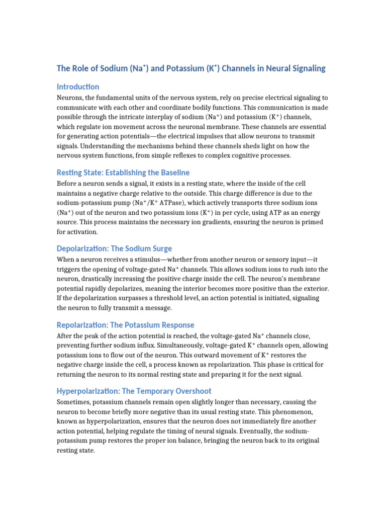 Sodium and Potassium Channels in Neurons | PDF | Action Potential ...