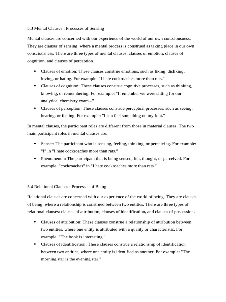 Clause As Representation 5-3 Until 5-5 | PDF | Perception | Clause