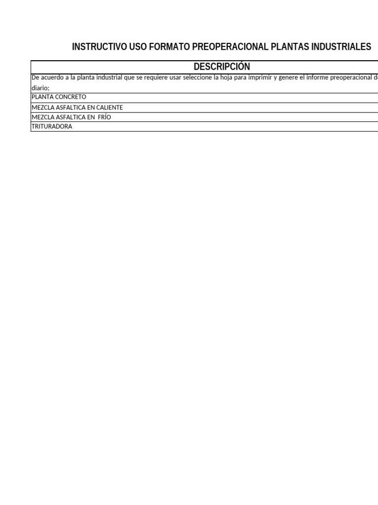 PPMQ-FM-054 Formato Preoperacional Plantas Industriales | PDF ...