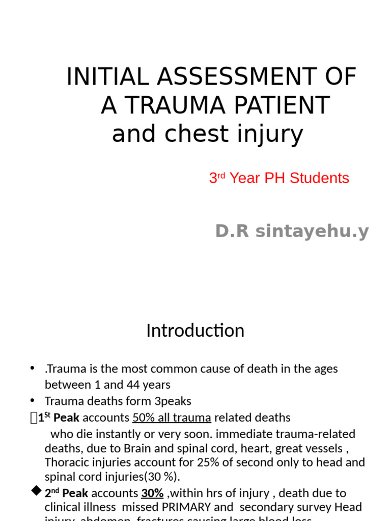 Trauma Patient Initial Assessment Guide | PDF | Thorax | Shock ...