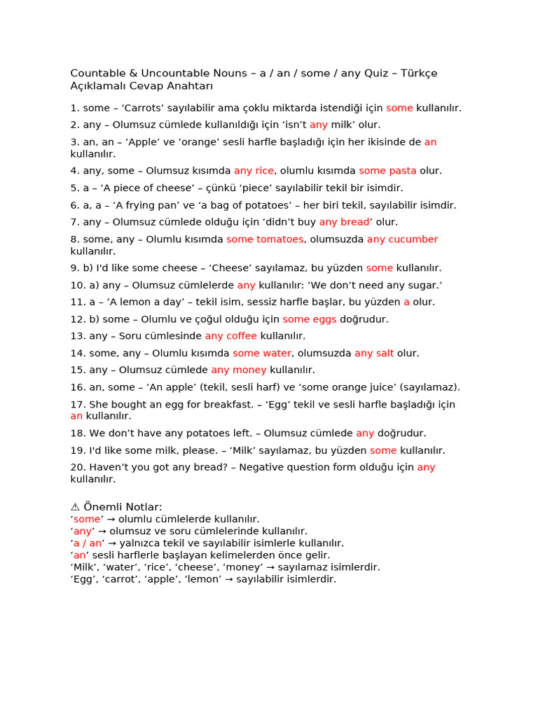 Countable Uncountable Answer Explained | PDF